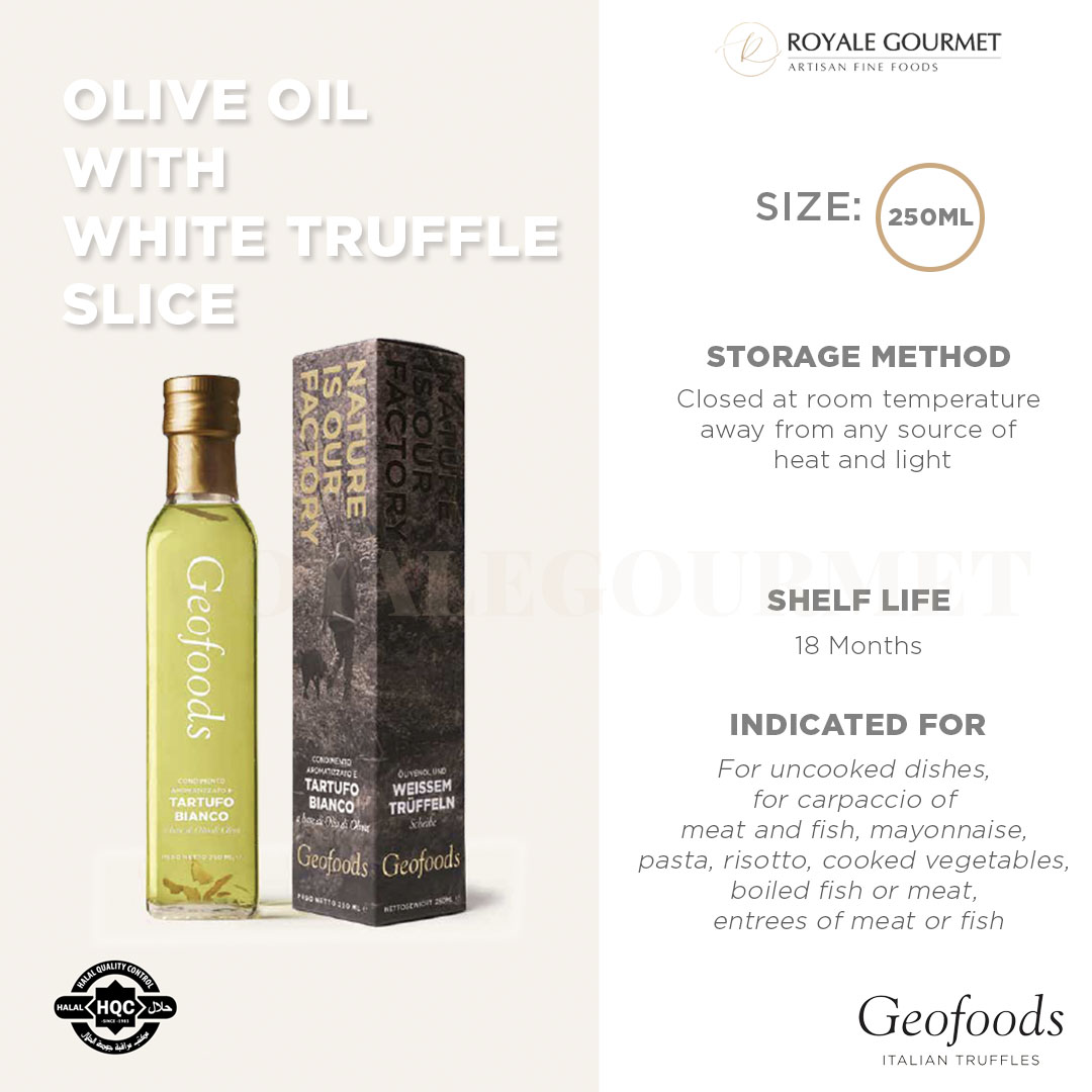 Geofoods Olive Oil with White Truffle Slice | 250ml - Royale Gourmet